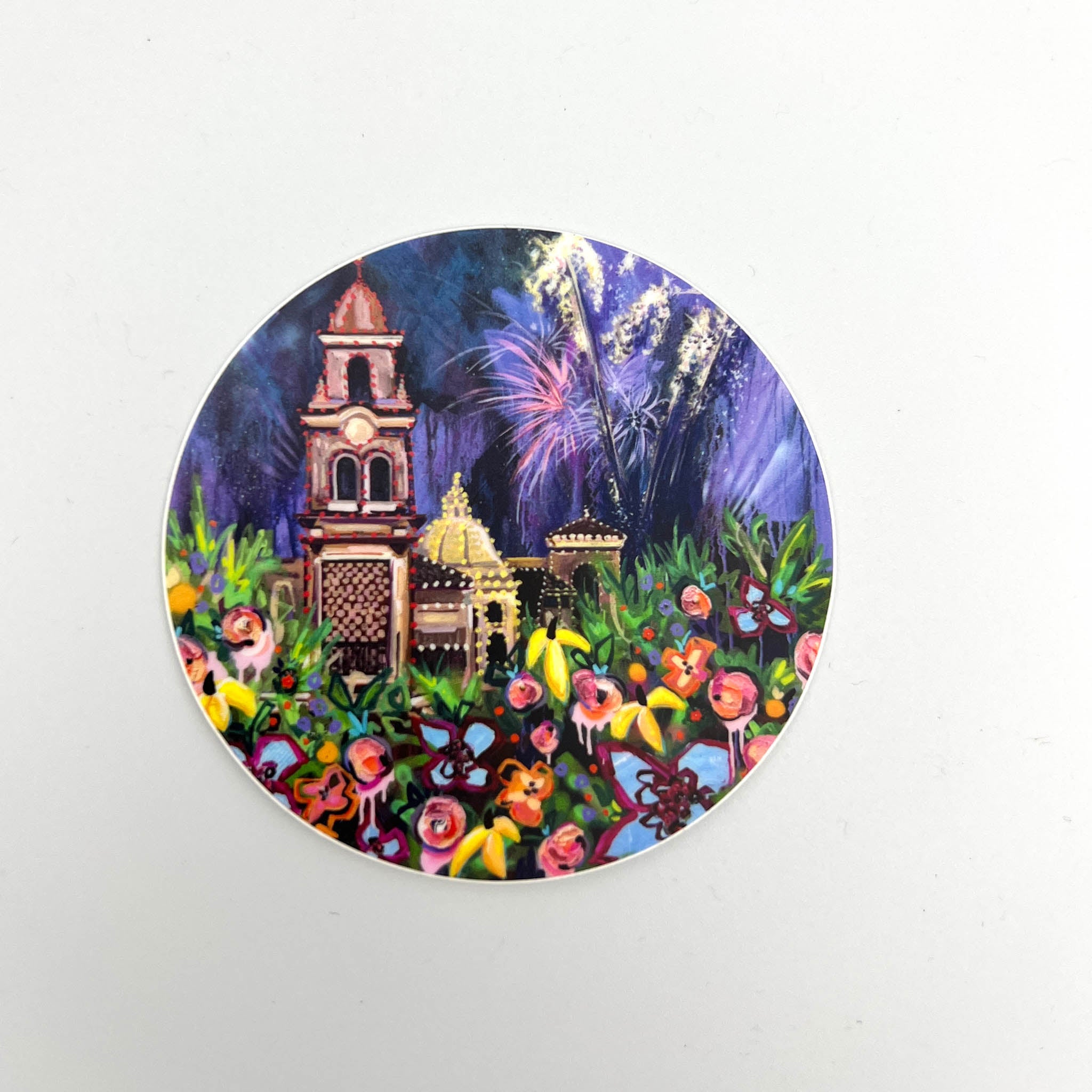 Sticker: Round Plaza Fireworks – Jenny Meyer-McCall Art